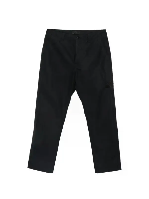 Stone Island Logo-patch Cotton-canvas Trousers - Black