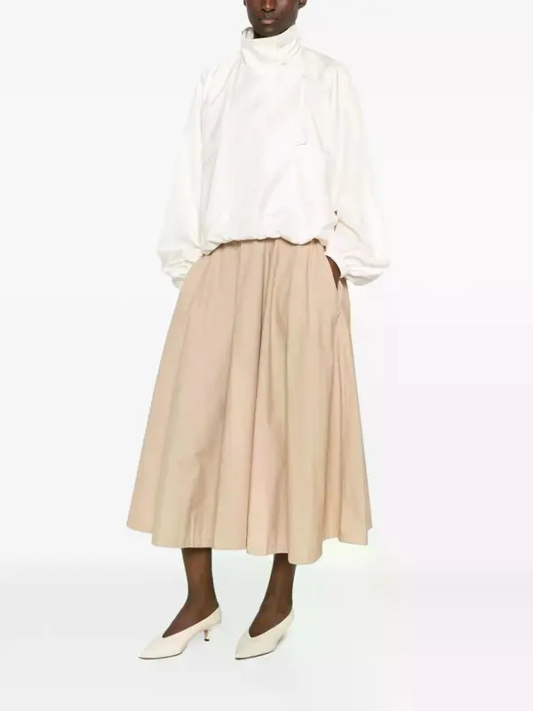 WHITE SAND Pleated Elasticated-waistband Midi Skirt