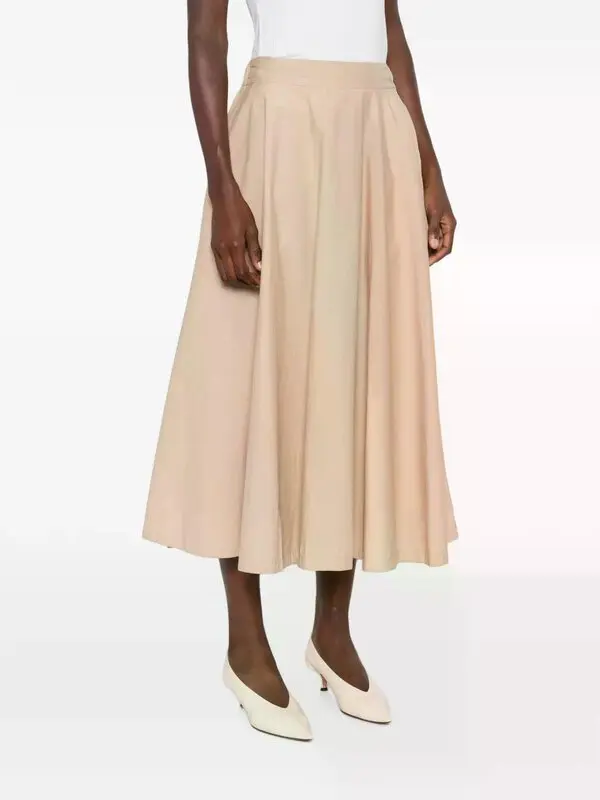 WHITE SAND Pleated Elasticated-waistband Midi Skirt