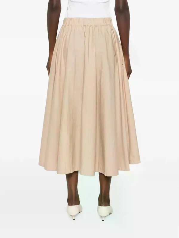 WHITE SAND Pleated Elasticated-waistband Midi Skirt