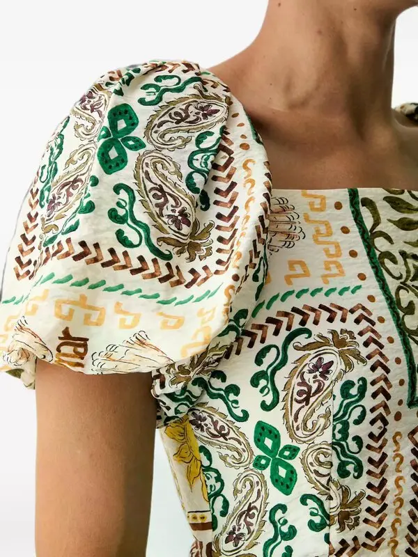 MORGAN Rbadi.f Paisley-print Puff-sleeve Mini Dress