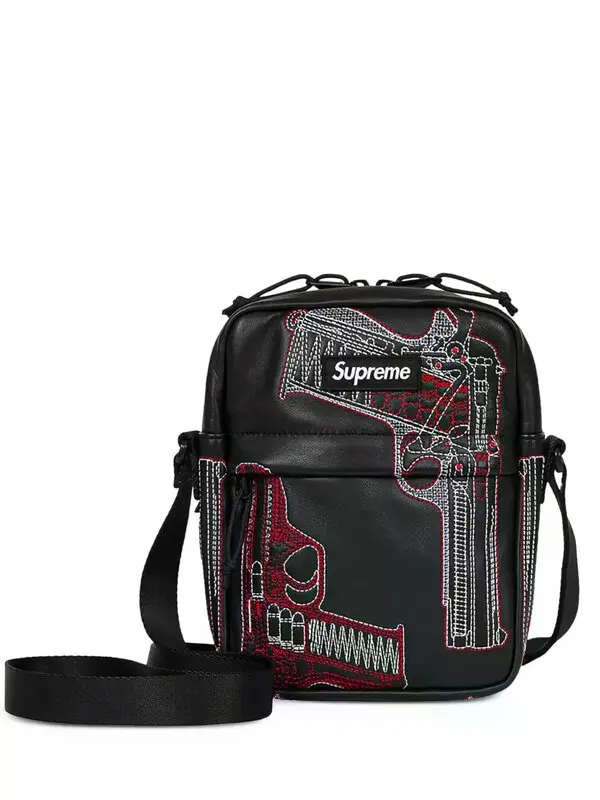 Supreme Embroidered Leather Messenger Bag