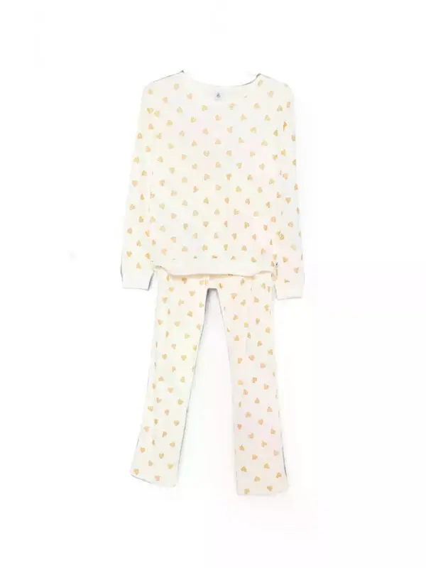 Petit Bateau Heart-print Pajamas - Neutrals