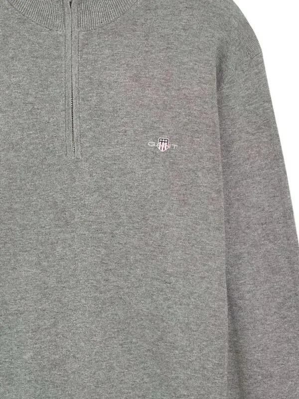Gant Classic Half-zip Logo-embroidered Sweater - Grey