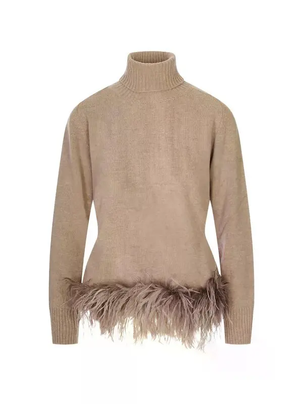 P.a.r.o.s.h Feather-trim Sweater - Neutrals