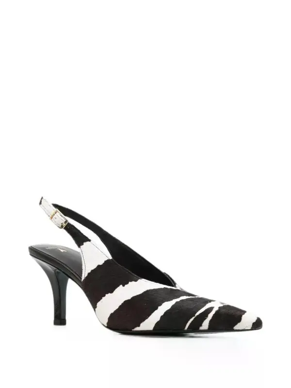 Patrizia Pepe Zebra-print Leather Slingback Pumps