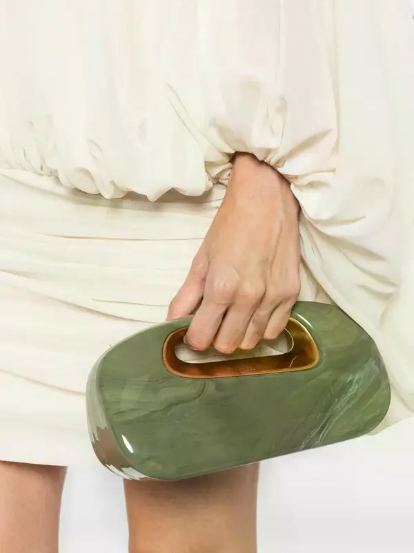 Cult Gaia Amara Marbled-effect Clutch Bag