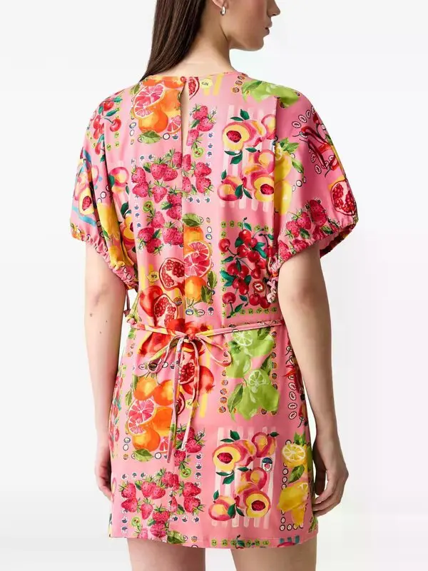 NEVER FULLY DRESSED Fruit-print Puff-sleeve Cotton Midi Dress