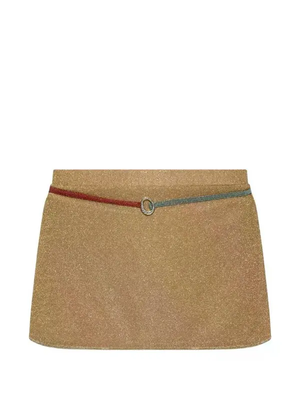 Oseree Lurex-detail Belted Mini Skirt