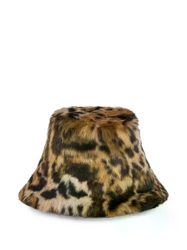 Etro Leopard-motif Faux-fur Bucket Hat - Brown