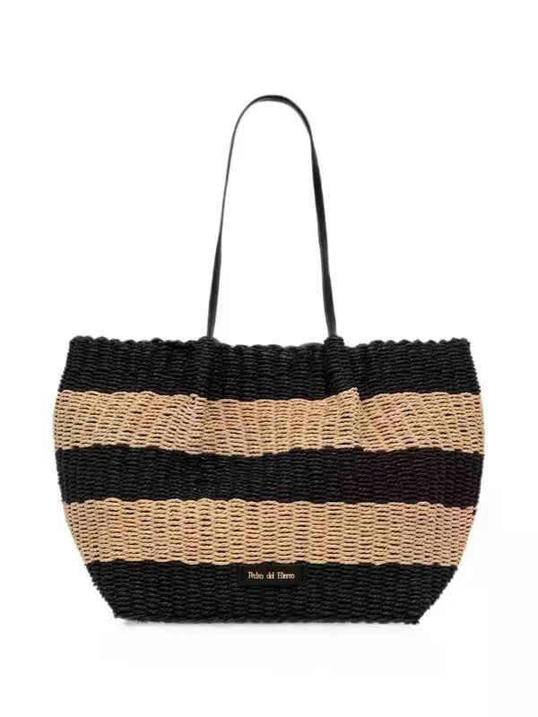 PEDRO DEL HIERRO Striped Woven Beach Bag