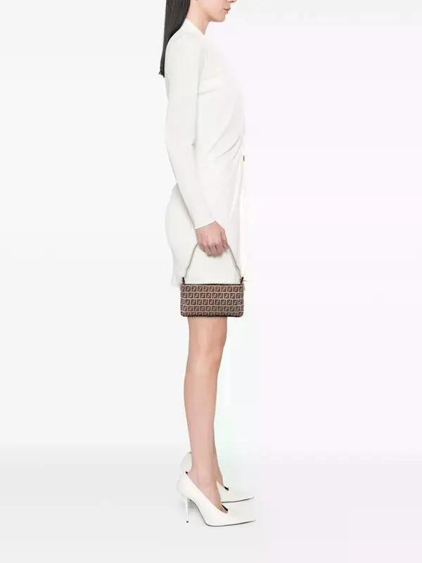 Fendi 2000-2010 Zucchino Canvas Pochette Shoulder Bag - Brown