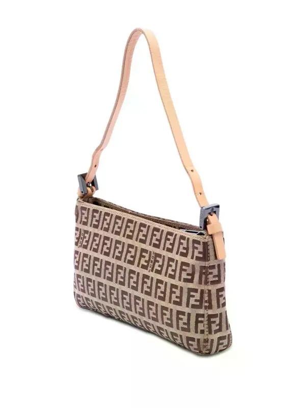 Fendi 2000-2010 Zucchino Canvas Pochette Shoulder Bag - Brown