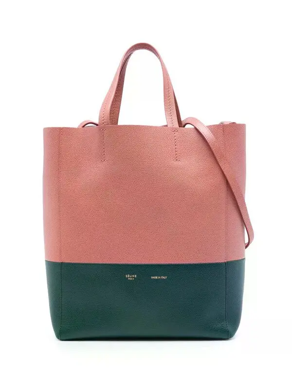 Celine 2015 Small Bicolor Grained Calfskin Vertical Cabas Tote Satchel