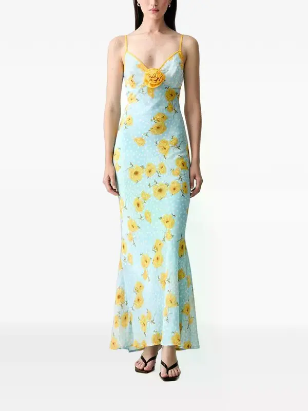 NEVER FULLY DRESSED Floral-print Rosette-detail Maxi Dress