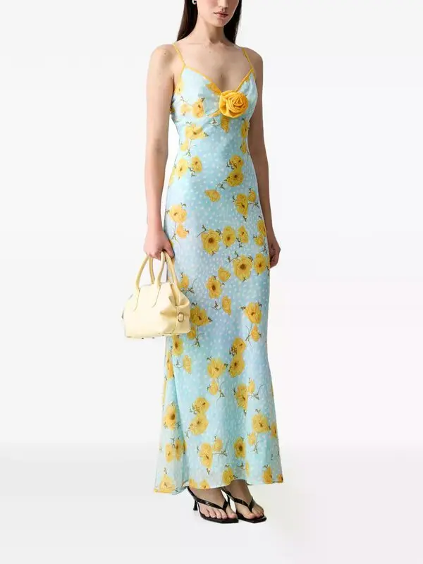 NEVER FULLY DRESSED Floral-print Rosette-detail Maxi Dress