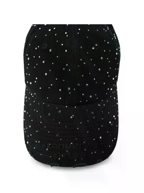 Alexander Wang Crystal-embellished Distressed Baseball Cap