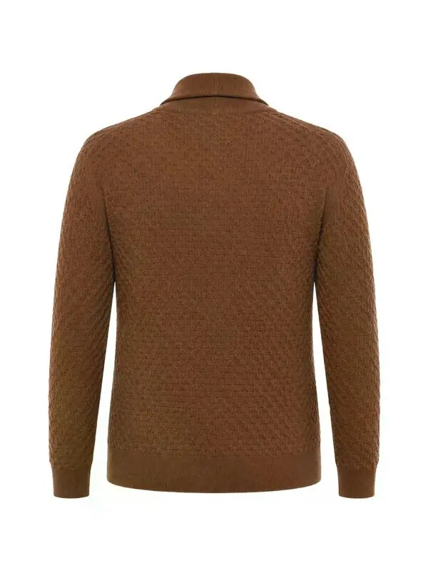 PAOLO PECORA Shawl-collar Waffle-knit Cardigan