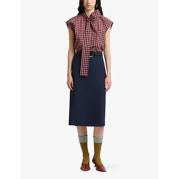 Marni Techno Wool-blend Midi Skirt