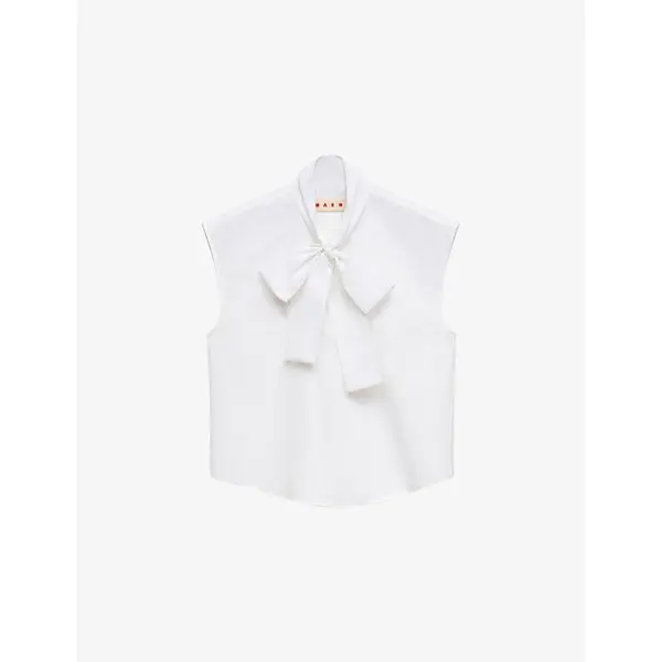 Marni Sleeveless Neck-tie Cotton Blouse
