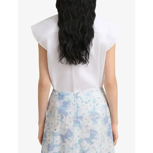 Marni Sleeveless Neck-tie Cotton Blouse