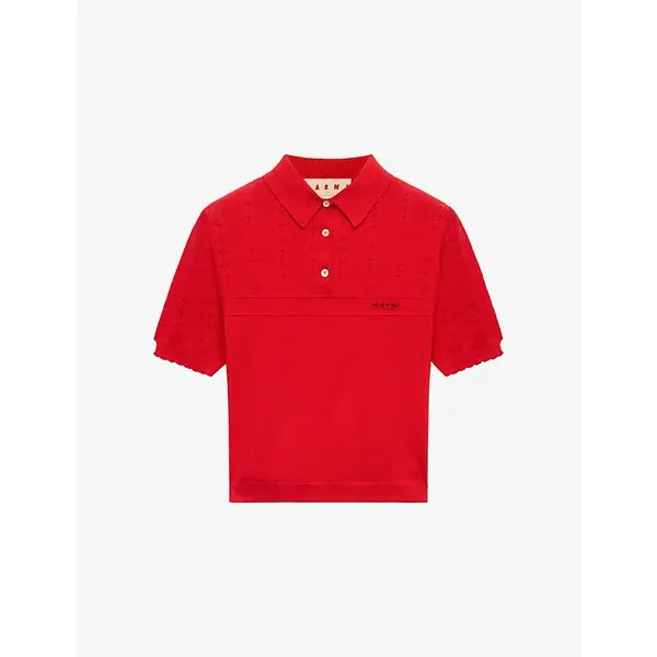 Marni Pointelle-stitching Cotton And Silk Polo Shirt - 00r63