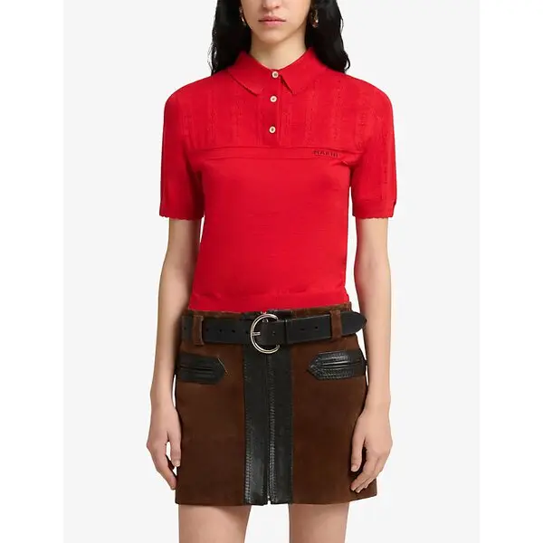 Marni Pointelle-stitching Cotton And Silk Polo Shirt - 00r63