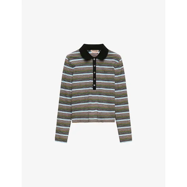 Marni Striped Cotton-knit Polo Shirt - Stb44
