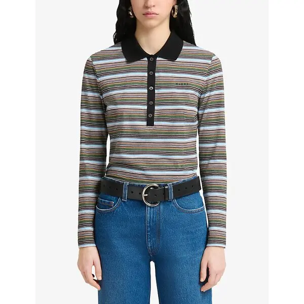 Marni Striped Cotton-knit Polo Shirt