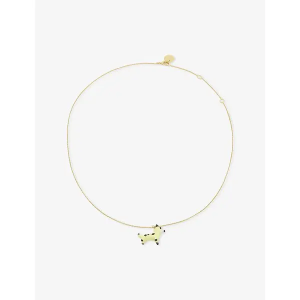 Marni Enamelled Dog Charm Brass Necklace