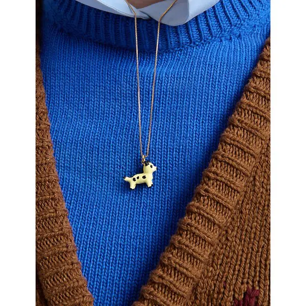 Marni Enamelled Dog Charm Brass Necklace