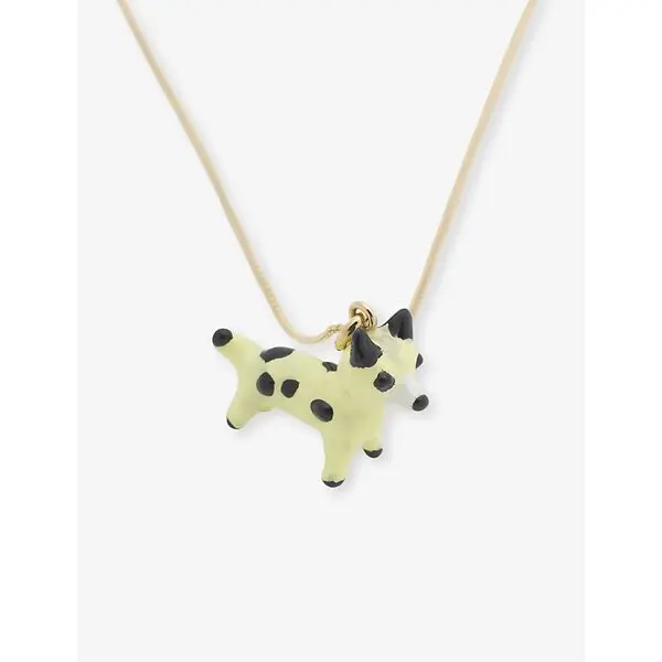 Marni Enamelled Dog Charm Brass Necklace