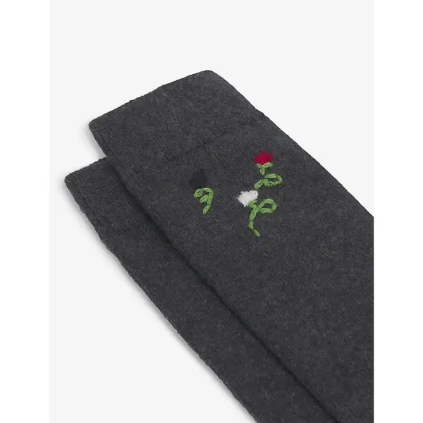 Marni Flower-embroidered Wool And Cashmere-blend Socks