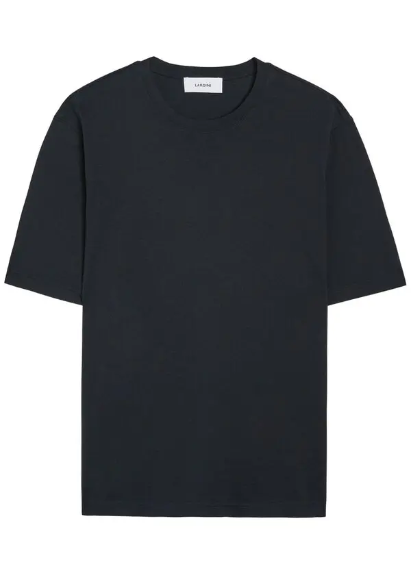 LARDINI Cotton And Silk-blend T-shirt - Navy