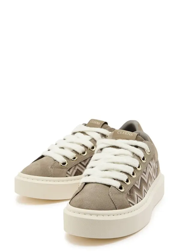 CLEENS Ace Panelled Leather And Suede Sneakers