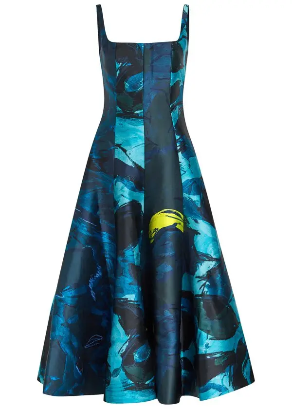 ROKSANDA Zelia Printed Satin-twill Midi Dress - Multicoloured