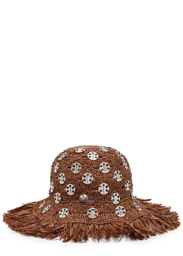 Rabanne 1969 Disc Raffia Sun Hat - Brown