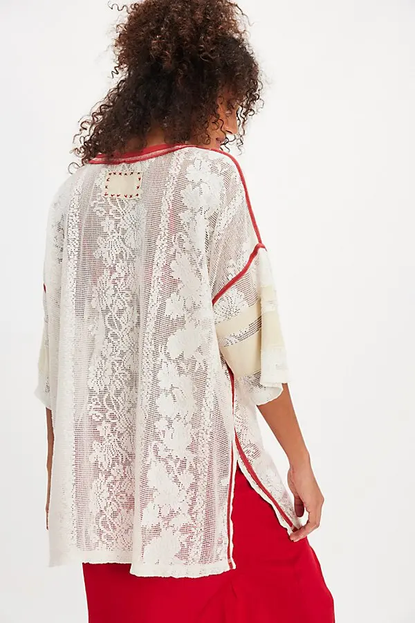 We The Free Mesh Lace Jersey Tee - Clean Ivory
