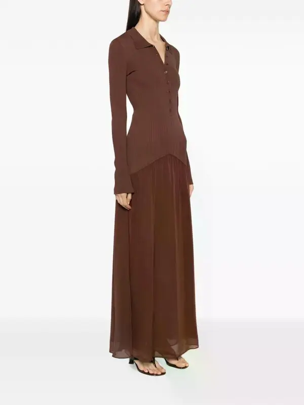 Patrizia Pepe Ribbed Knit Maxi Dress With Button Fastening