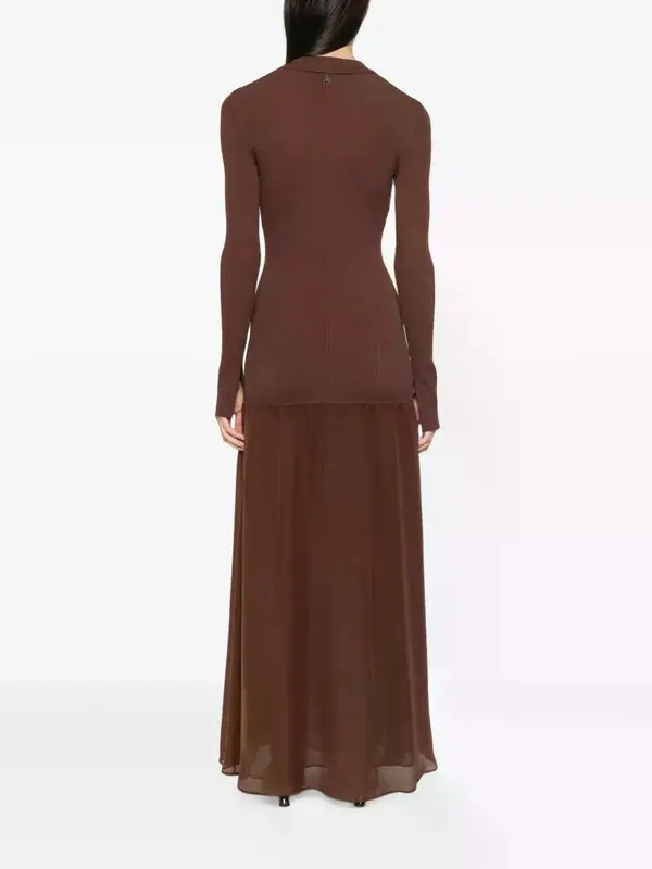 Patrizia Pepe Ribbed Knit Maxi Dress With Button Fastening