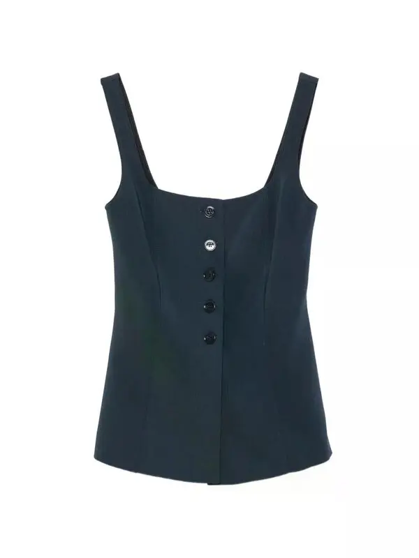 Patrizia Pepe Button-up Stretch-crêpe Top - Blue