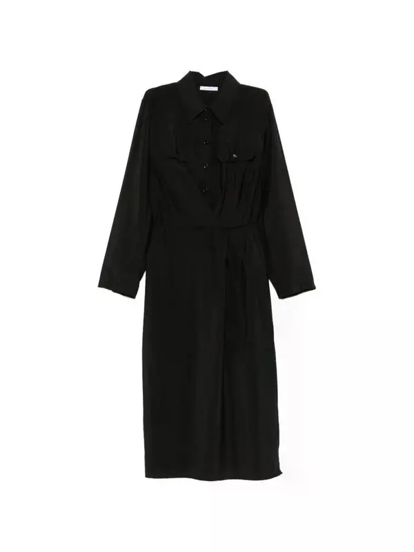 Patrizia Pepe Long-sleeve Shirt Midi Dress - Black