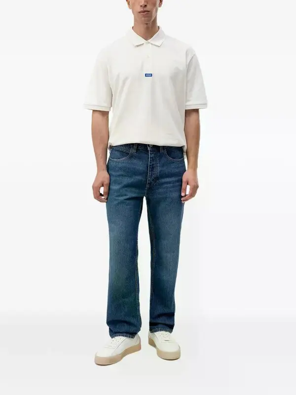 Hugo Straight-leg Jeans With Logo Patch