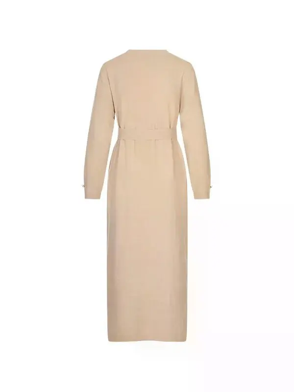 Fabiana Filippi Belted Fine Knit Long Sleeve Maxi Dress