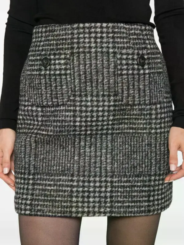 N°21 Check-pattern Button-detail Skirt