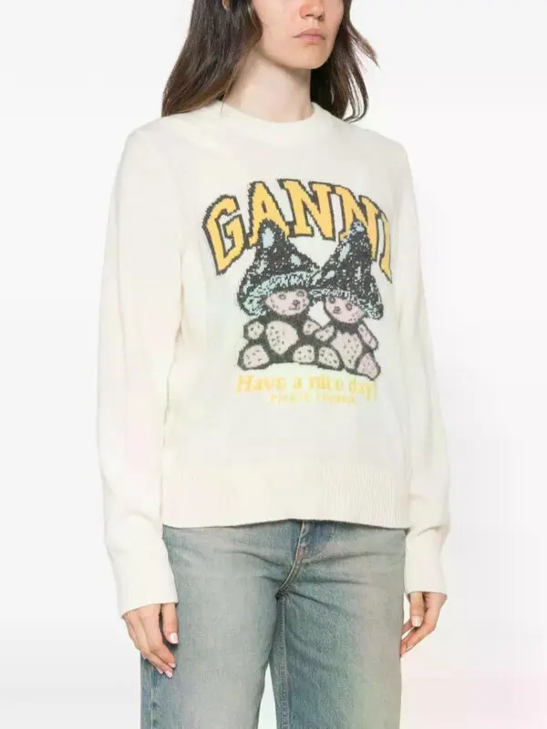 GANNI Intarsia-knit Pullover