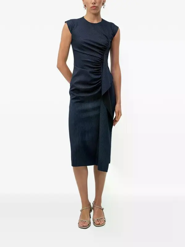 Hugo Pinstripe-pattern Ruched Midi Dress