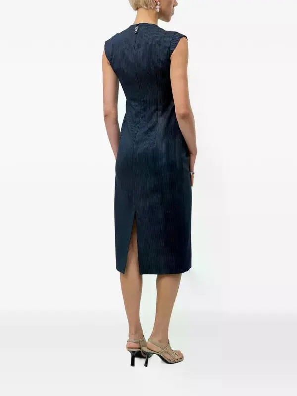 Hugo Pinstripe-pattern Ruched Midi Dress