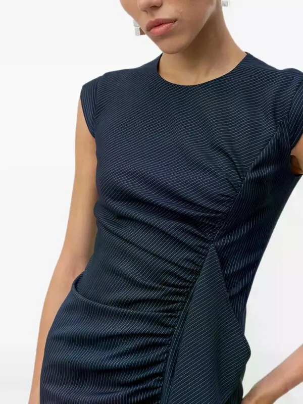 Hugo Pinstripe-pattern Ruched Midi Dress