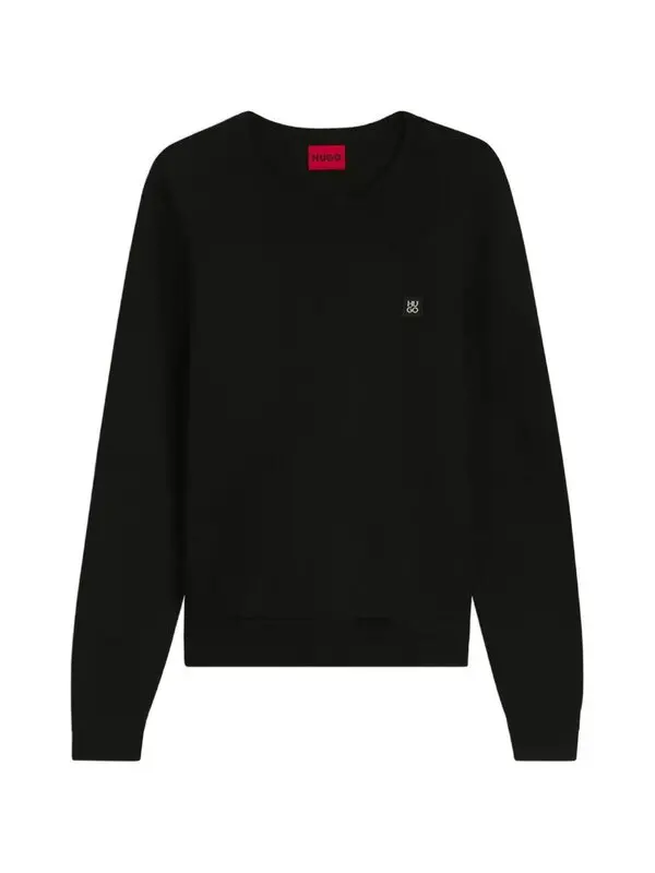 Hugo Setallo Knitted-piqué Sweater With Metallic Stacked-logo